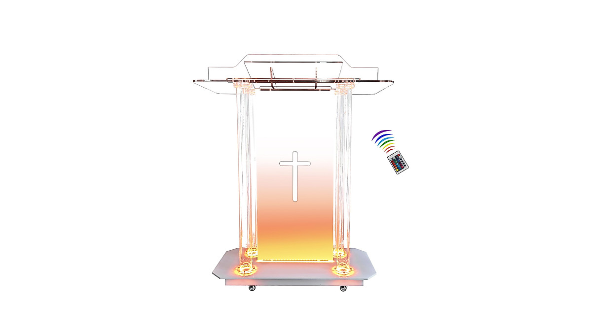 Lighted Acrylic Pulpit for Churches | 16-Color LED Podium