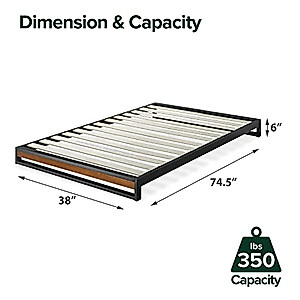 ZINUS GOOD DESIGN Award Winner Suzanne 6 Inch Bamboo and Metal Platforma Bed Frame, No Box Spring Needed, Wood Slat Support, Chestnut Brown, Twin