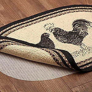 VHC Brands Sawyer Mill Charcoal Farmhouse Dining Room Living Room Kitchen Floor Natural Jute Rug w/ Pad 20x30 Poultry