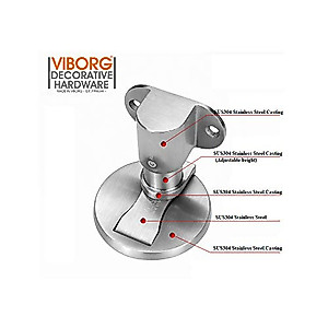 VIBORG Deluxe Solid SUS304 Stainless Steel Casting Adjustable Floor Mount Mounted Magnetic Door Stopper Doorstop Door Stop, RS-40F (1)