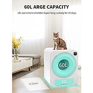 Self-Cleaning Cat Litter Box, No Scooping Automatic Cat Litter Box with APP Control/Odor Removal/Health Monitor/Safe Lock, Smart Large Kitty Litter for All Kinds of Clumping Cat Litter (2023 New)