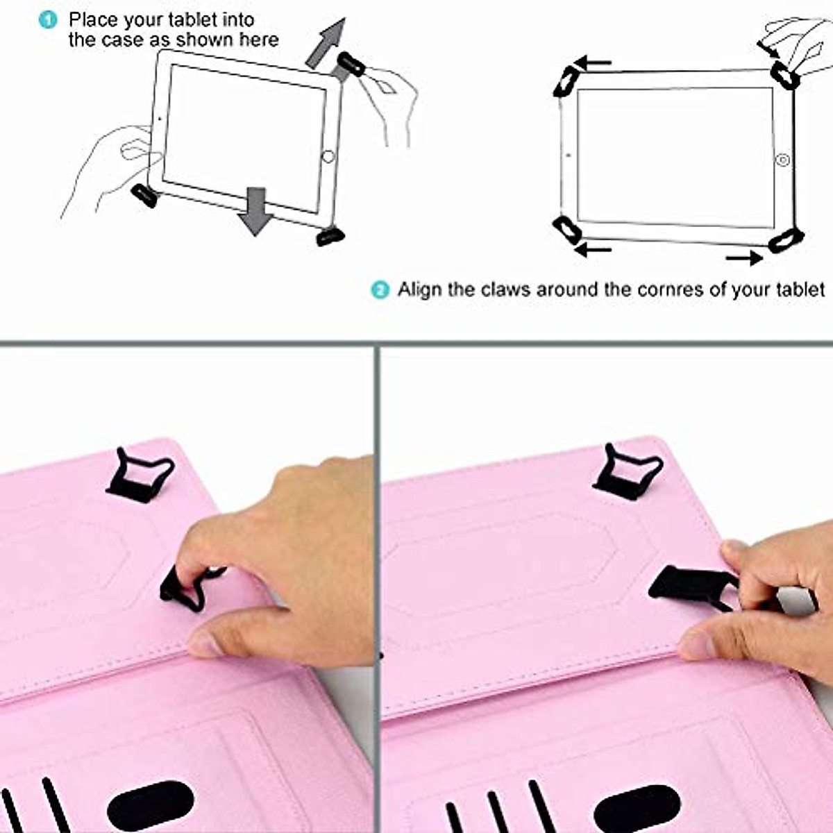 Universal 10" Tablet Case, AMOTIE Stand Cover w/Credit Card Slots for iPad 9.7 2018 2017/ iPad Air 5 4 2 1/ Galaxy Tab A 10.1 S6 10.4/ Tab E 9.6/ Fire HD 10/10.1 Inch Android 12 Google and More 9.5