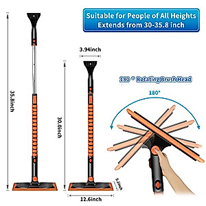 Ice Scrapers Extendable Snow Brush for Car Windshield, 35.8" Upgraded Snow Scraper Snow Ice Removal Broom with Anti-Slip Long Handle, Extra Reinforced Ice Snow Sweep Snow Cleaner for Car, Truck, SUV