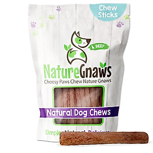 Nature Gnaws Beef Chew Sticks for Dogs 1LB - Premium Natural Dog Treats - Limited Ingredient Long Lasting Rawhide Free Dental Chews