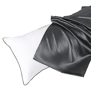 HUXMEYSON Body Pillow with Satin Pillowcase, Cooling Body Pillows for Adults, Long Pillow for Bed with Removable Cover, Grey (20"x54")