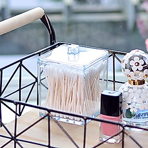 Youngever 2 Pack 15 Ounce Clear Plastic Apothecary Jars, Square Shape