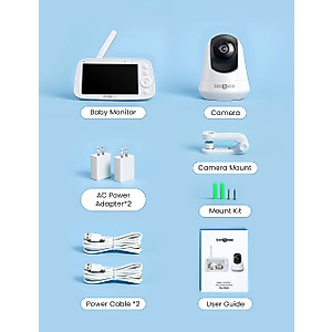 PARIS RHÔNE Video Baby Monitor, 5" 720P HD Baby Monitor with Camera and Audio, No WiFi, 2 Way Audio, VOX Mode, Infrared Night Vision, Feeding Reminder, Wide-Angle View Temperature Sensor Lullabies