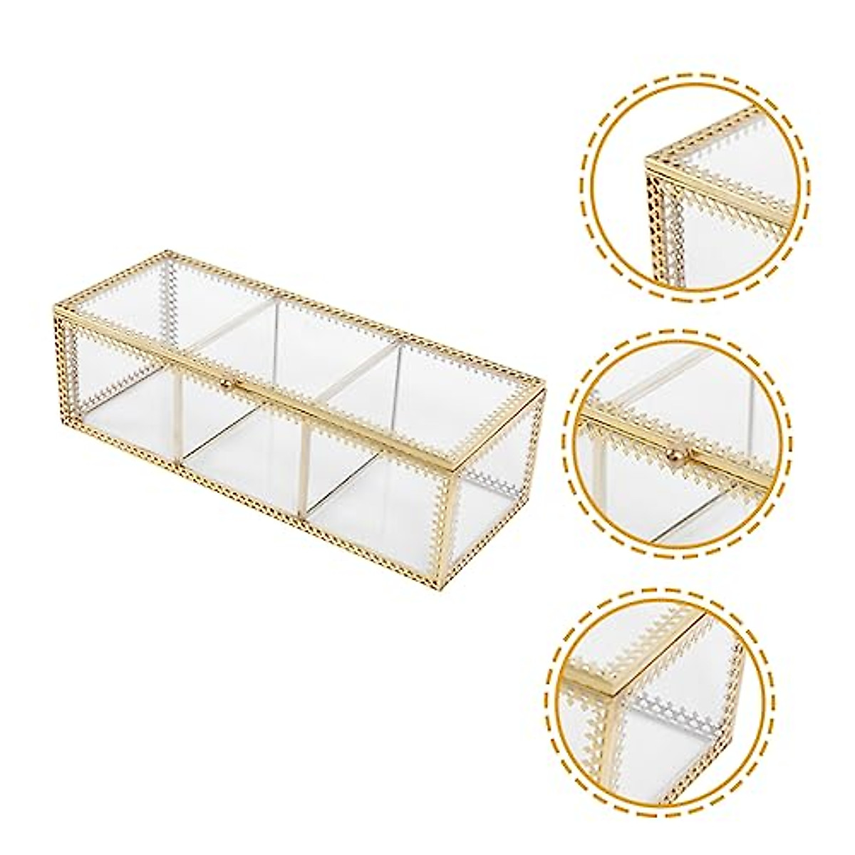 Holibanna Box Jewelry Storage Box Compartment Makeup Case Jewelry Display Boxes Tea Holder for Tea Bags Organizer Jewelry Storage Organizer Drawer Organizer with Lid Glass Jewelry Box Office
