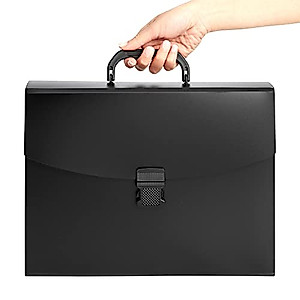 Juvale 25 Pocket Accordion File Organizer with Handle, Alphabetical Tabs, Expandable Portable File Tote for Letter Size Documents, Home, Office (13 x 10 x 3 in), Black