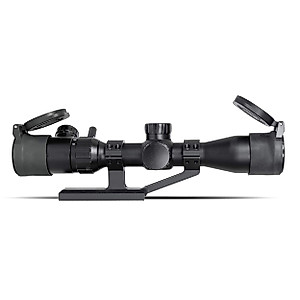 Monstrum 3-9x32 AO Rifle Scope with Illuminated Range Finder Reticle and Parallax Adjustment | ZR255 H-Series Offset Scope Mount | Monstrum Flip Up Lens Cover Set | Bundle