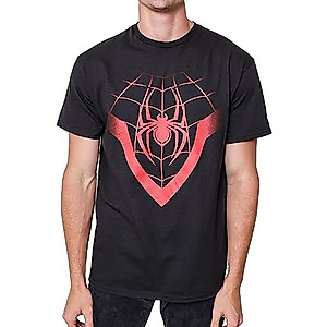 Marvel Spider-Man Miles Morales Costume Spiderverse Adult T-Shirt(SM, Black)