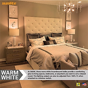 Sunlite 40135 G16 Globe Incandescent Light Bulbs, 25 Watts, Medium Base (E26), 120 Volt, Dimmable, 180 Lumens, Title 20 Approved, 2600K Warm White, Clear, 12 Count