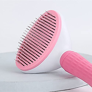 Self-Cleaning Slicker Brush Comb - Best Pet Cat Dog Grooming Long Short Hair - Shedding Loose Undercoat Tangled Haired Removes Tool - Pink