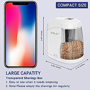 ZMOL Electric Pencil Sharpeners Battery Operated, Pencil Sharpener for Colored Pencils, Auto Stop for No.2/Colored Pencils(6-8mm),School/Classroom/Office/Home(USB Cable Included)