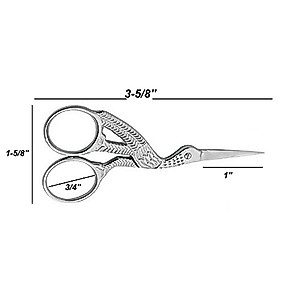 10 Stainless Steel Professional Embroidery Scissors Sharp Stork Scissors for Sewing Crafting Needlework DIY Multipurpose Dressmaker Eyebrow Trim Small 3.6” Shears Crane Scissors