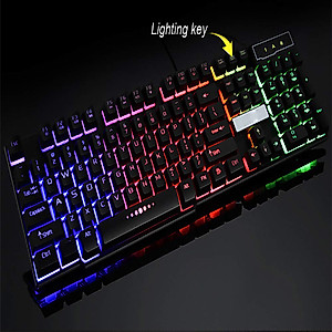 Sdoveb LeiDiKai R260 Professional Gaming Keyboard Colorful Crack LED Illuminated Backlit USB Wired PC Rainbow Gaming Keyboard, Length 44cm Wide 13.5cm