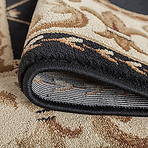 Orleans Traditional Border Black Scatter Mat Rug, 2' x 3'