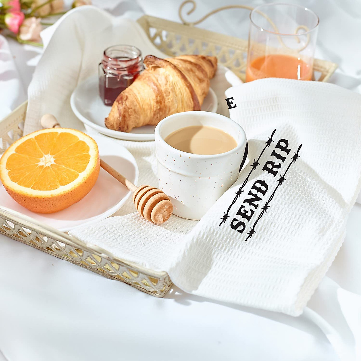 Homythe Yellowstone Merchandise, Sorta Sweet Sorta Beth Dutton TV Show Gifts, 2 Pack Yellowstone Kitchen Towels, Absorbent Waffle Weave Dish Towel, Don't Make Me Send Rip Novelty Hand Towel Gifts