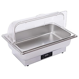 Electric Chafing Dish, 14QT 600W 110V Electric Chafing Dish Stainless Steel Buffet Food Warmer w/Food Tray & Clip for Restaurants Hotels(B)