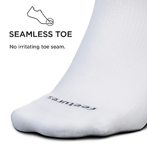 Feetures Unisex Therapeutic Cushion Crew Sock (Large, White)