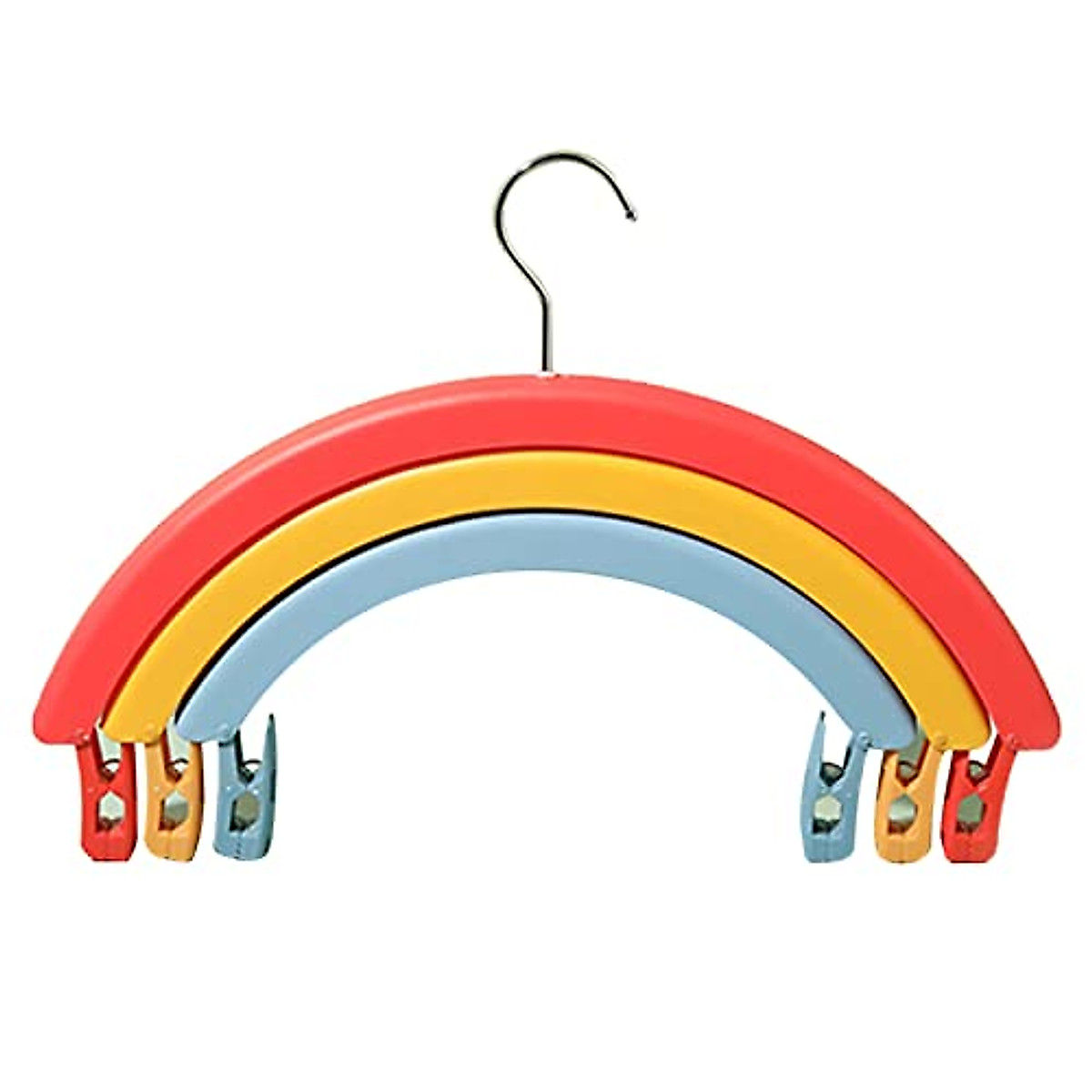 Coat Hanger,Non-Slip Clothes Hangers,Rainbow Hangers Multipurpose Collapsible Rotating with Clips Traceless Hangers for Clothes Skits(Rainbow)