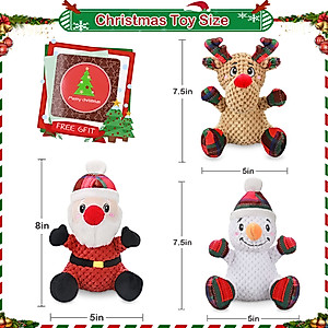 UPSKY Dog Christmas Toys with Squeaker, 3 Pack Squeaky Dog Toys with Crinkle Paper, Cute Soft Pet Toys for Teeth, Interactive Plush Dog Chew Toys for Small Medium Large Dogs