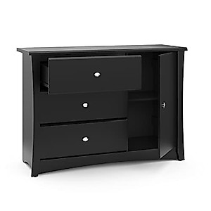 Storkcraft Crescent Dresser, 3 Drawer Combo, Black
