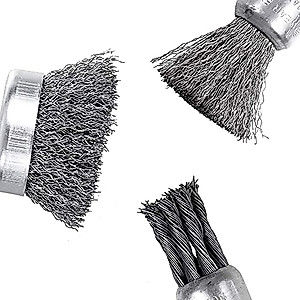 Mixiflor 9 Pack Wire Wheels Brush for Drill, 1 Inch Knotted and Plated Crimped Drill Wire Brush, Wire Brush Drill Attachments for Derusting, Paint Removal