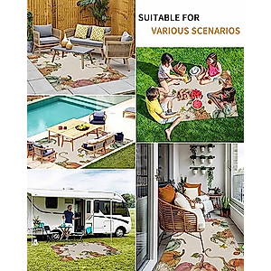 Fall Pumpkin Outdoor Rug for Patio/Deck/Porch, Non-Slip Area Rug 5 x 8 Ft, Thanksgiving Autumn Maple Leaf Colorful Pumpkin Indoor Outdoor Rugs Washable Area Rugs, Reversible Camping Rug Carpet Runner
