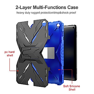 MaoMini for Kindle Fire HD 8 Case/HD 8 Plus Case 2020 Release 10th Generation,Kickstand Heavy Duty Armor Defender Cover (Blue)