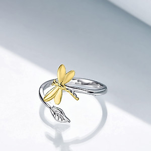 WINNICACA Dragonfly Open Ring Sterling Silver Thumb Ring Cute Dragonfly Jewelry Gifts for Women Birthday