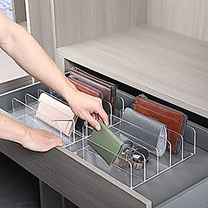 MyGift Clear Premium Acrylic Wallet and Small Purse Organizer with 5 Divided Sections, Clutch Tray Drawer Storage Organizer