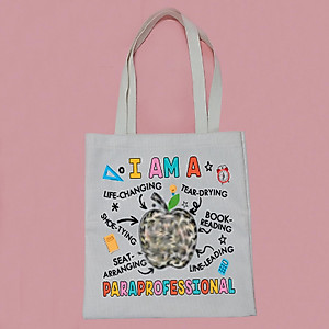 PWHAOO Paraprofessional Tote Bag I Am Life Changing Tote Bag Paraprofessional Gifts Special Education Gift (LIFE-CHANGING TOTE)