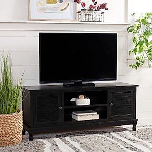 SAFAVIEH Home Collection Tate Black 2-Door 1-Shelf Entertainment Stand up to 55" Flatscreen TV Media Unit
