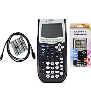 Texas Instruments TI 84 Plus Graphing Calculator with Guerrilla Military Grade Screen Protector Set, Certified Reconditioned