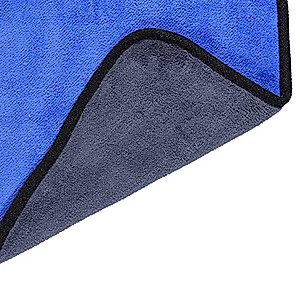 X AUTOHAUX Microfibre Car Drying Towel 40 x 40cm Extra Large Car Cleaning Detailing Absorbent Colossal Car Drying Cloth 600 GSM Highly Absorbent Grey Blue 1pcs