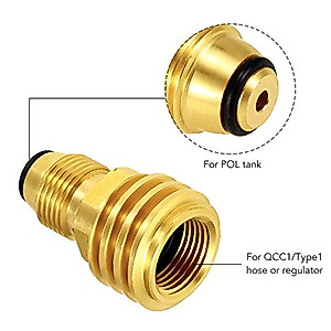 Hooshing Propane Tank Adapter Converts POL LP Tank Service Valve to QCC1 / Type1 Hose or Regulator Solid Brass Old to New