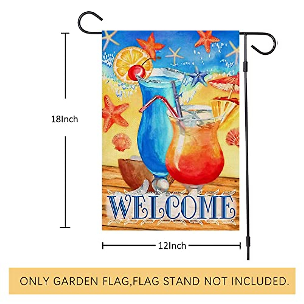 Summer Welcome Garden Flags for Outside 12x18 Double Sided Tropical Hawaii Beach Vertical Garden Yard Flags Pool Home Party Outdoor Garden Decor Banner