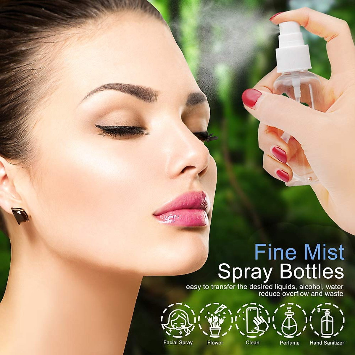 Mini Spray Bottles, 2oz/50ml Small Spray Bottle, Plastic Travel Spray Bottle for Liquids, Refillable Hand Spritzer Bottles for Liquids, Clear Alcohol Spray Bottles with Small Funnel and Bottle Labels