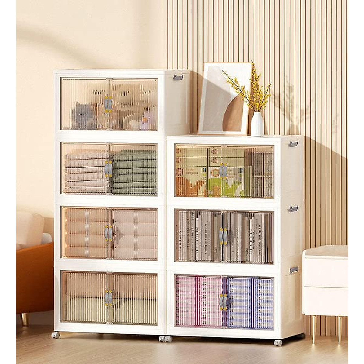 JOYBOS 2pack Large Cloth Collapsible Storage Bin with Lid Fabric Foldable Storage Box Organizer Container Basket Cube with Cover for Home Bedroom Closet Office Nursery Grey