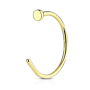 FIFTH CUE Gold Tone Flat Disc Nose Hoop 316L Surgical Steel Ring (20GA | 6MM | New XSmall!)