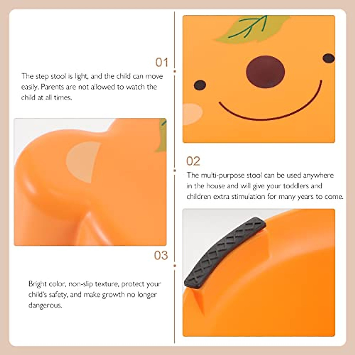 Toddmomy Kids Stools Cartoon Step Stool Toilet Footstool Anti- Skid Foot Stool Bathroom Step Stools Pregnant Stool Helper for Kitchen Bathroom Potty Supplies Orange Plastic Foot Stool
