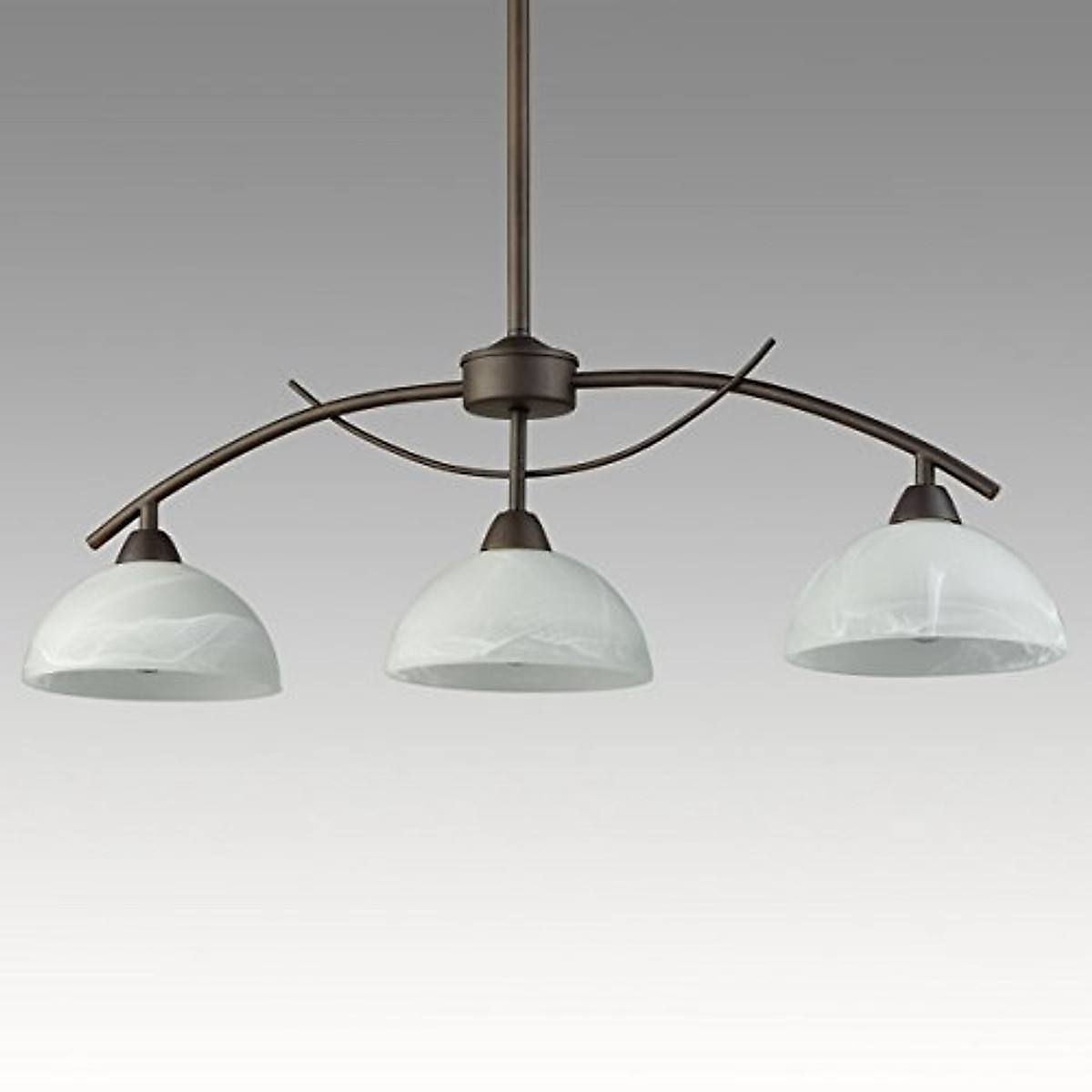 DAYCENT Vintage Frosted Glass Alabaster Shades Pendant Lighting for Kitchen Island 3-Light Rod-Hung Ceiling Hanging Light, Golden Bronze