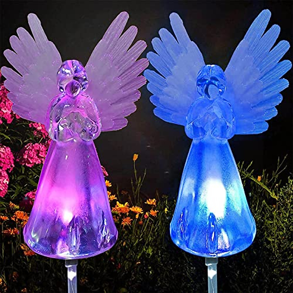 Outdoor Solar Angel Statues - 2 Pack for Garden & Cemetery Decor