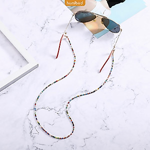 humlbird Mask Lanyard Eyeglasses Chain Healing Crystal Beaded Sunglasses Chains with Pearl for Women, Colorful