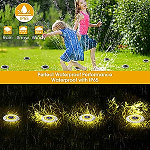 NFESOLAR Solar Lights Outdoor with 16 LEDs, Bright Solar Ground Lights Outdoor Waterproof Solar Disk Lights for Pathway Garden Yard Lawn Walkway Driveway (Warm White 4pack)