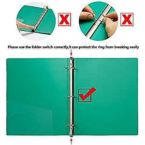 3 Ring Binder, HYUNLAI 3 Ring Binder 1 Inch, 1 Inch Binder Holds 8.5"11" Paper, Round Ring Binder Suitable for School, Home and Office(6 Pack)