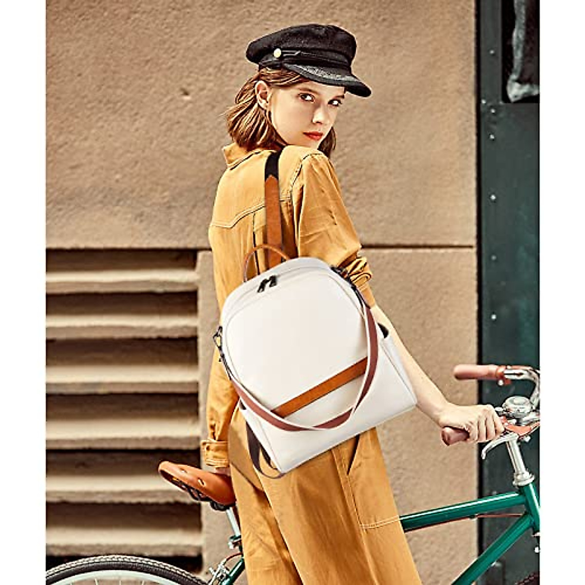 BROMEN Backpack Purse for Women Leather Designer Travel Backpack Large Fashion College Shoulder Bags