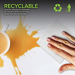 Stock Your Home 12 Inch Disposable Napkins - 1 Ply White Dinner Napkins - Recyclable Paper Napkins for Dinner, Parties, Crafts, Daily Use - 1000 Pack