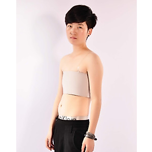 MISWSU Cotton Compression Band 3 Rows of Hooks Strapless Chest Binder for Tomboy Trans Lesbian(Gray,3XL)